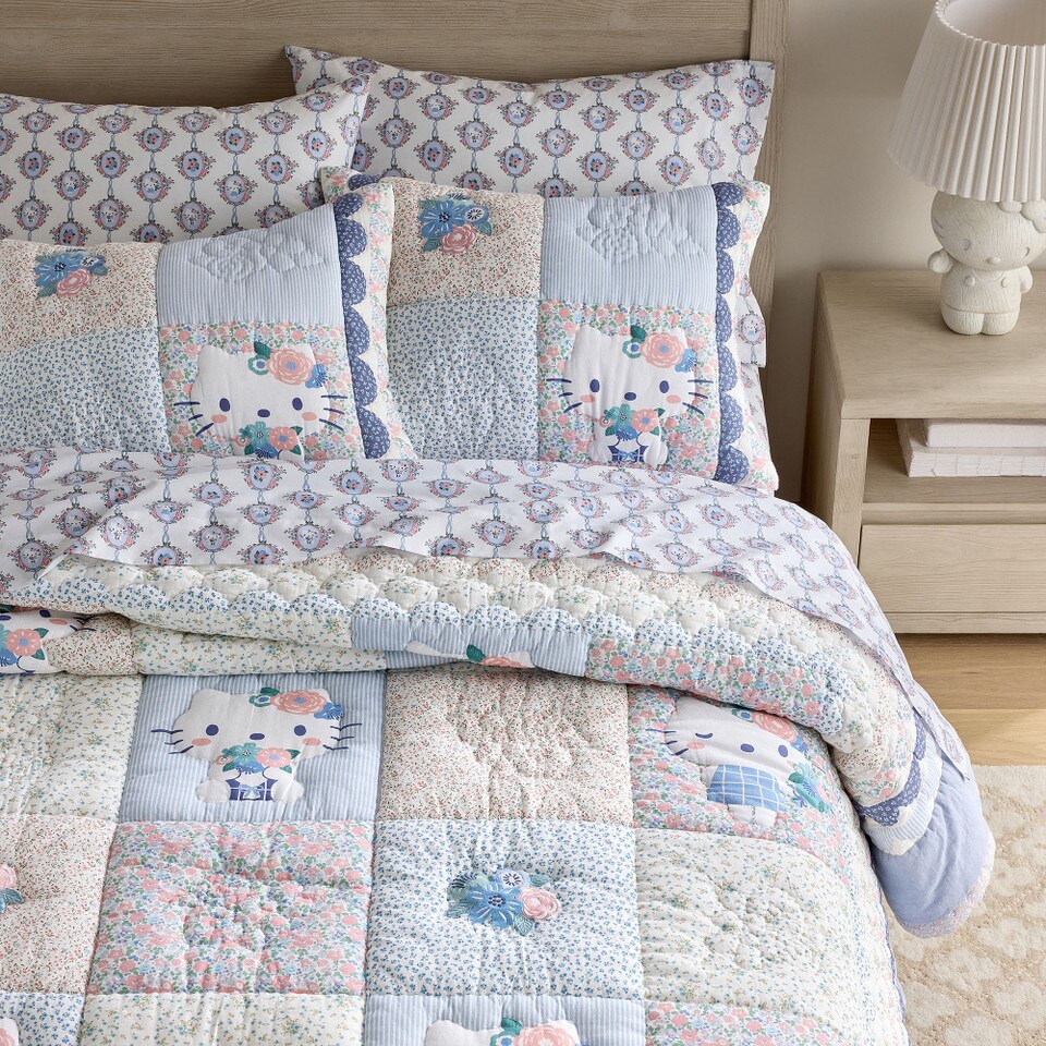 Hello Kitty® Chambray Patchwork Bedspread | Pottery Barn Kids UK